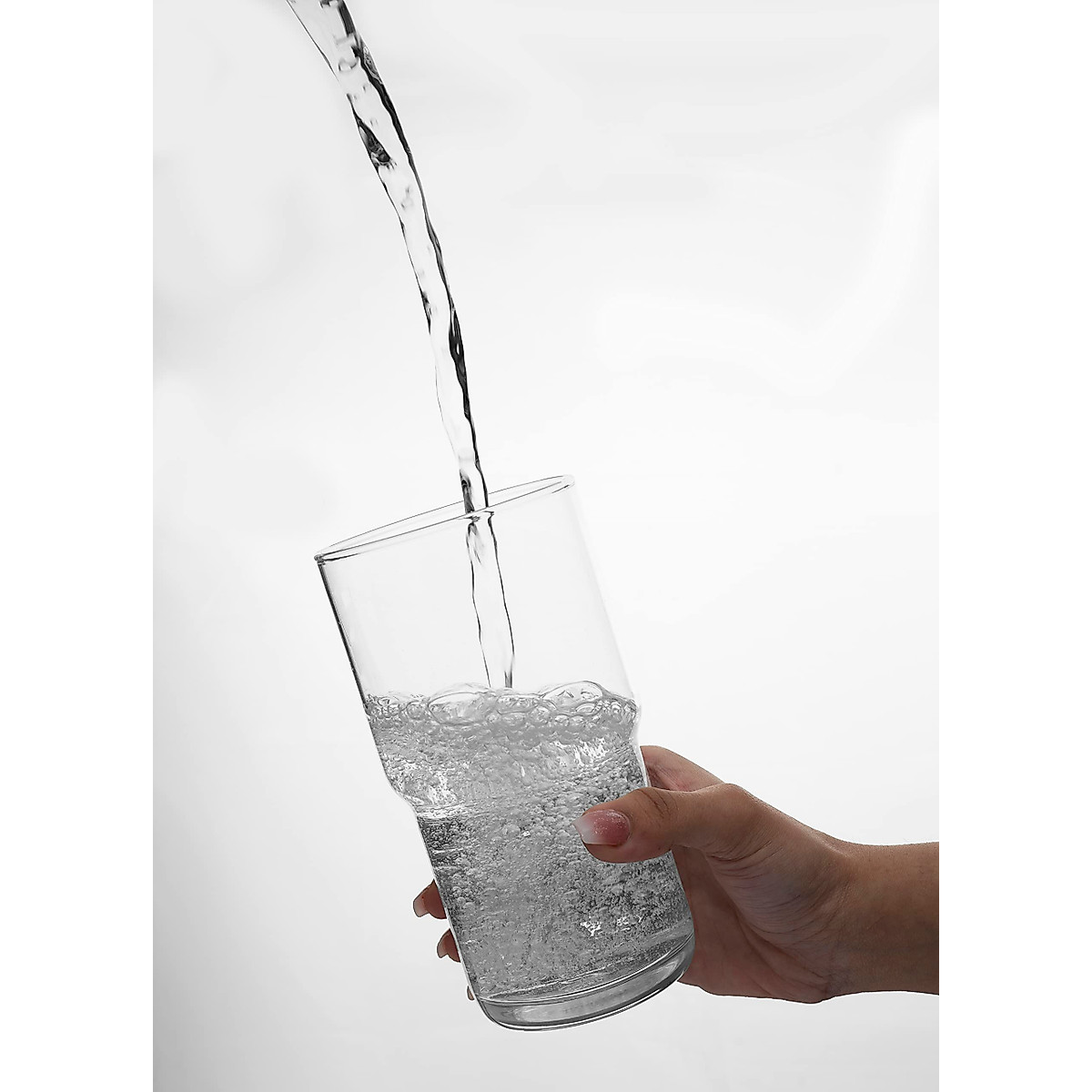 LEMONSODA Modern Iced Coffee Glasses - Stackable Crystal Clear Cups For Any Drink - Water, Coffee, Tea, Expresso, Smoothies - Quality Glassware - Dishwasher Safe - Housewarming Gifts (Set of 6-21oz)