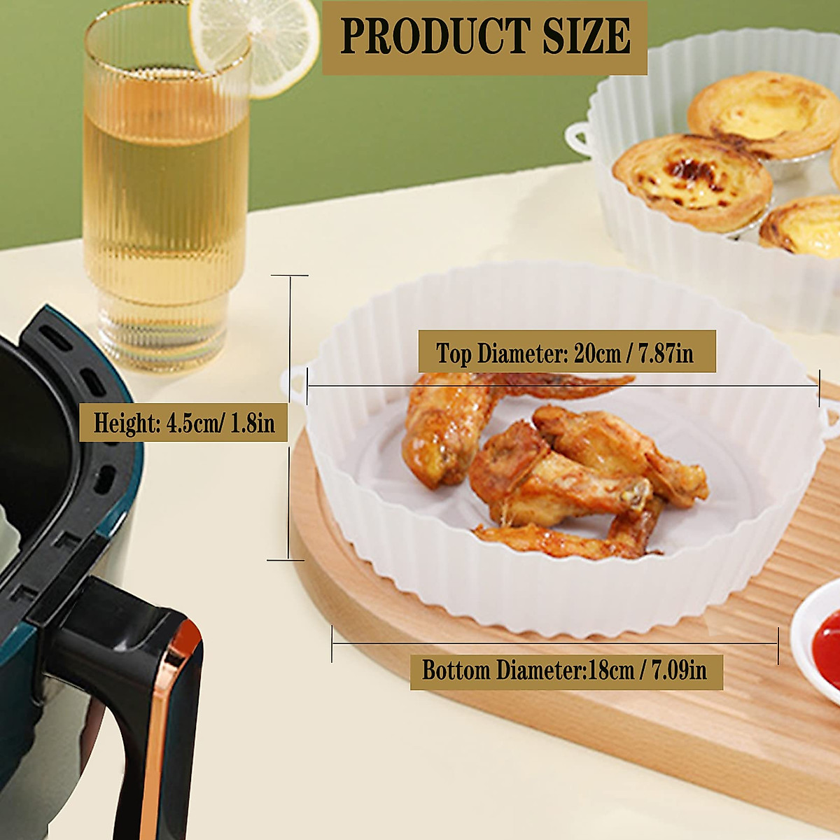 3 Pcs Air Fryer Silicone Pot, 7 Inch Reusable Round Air Fryer Silicone Liners, Replacement of Parchment Paper Liners Air Fryer Accessories, Food Safe Baking Pans for Oven, Microwave(Blue, Pink, White)