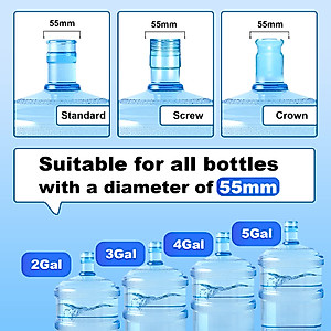 MYLOLF 3 & 5 Gallon Water Jug Cap, Reusable Food Grade Silicone Replacement Cap for 55mm Standard/Screw/Crown Tops Water Bottle and Water Dispensers, Non-Spill & Leak Free - 3PCS