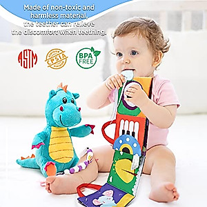 Baby Books 0-6 Months, Newborn Toys, High Contrast Baby Toys with Mirror and Teether, Baby toys 3-6-12 Months, Infant Toys 0-3 Months, Tummy Time Toy, Soft Sensory Touch Feel Book Crib Toy Shower Gift