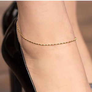 LIFETIME JEWELRY Twisted Box Chain Anklet for Women and Men 24k Real Gold Plated (Gold, 11)