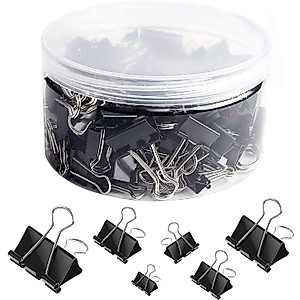SANNIX 110 PCS Binder Clips Assorted Sizes, X Large, Large, Medium, Small, Mini and Micro, Binder Clips Paper Clamps for Office Home School