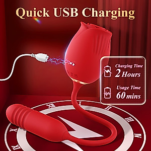 Sex Toys Dildo Rose Vibrator - Upgraded Rose Sex Toy for Women with 9 Sucking & 9 Thrusting Vibrating Dildos G Spot Vibrators for Clit Nipple, Women Adult Sex Toys Games for Couples Sex Machine