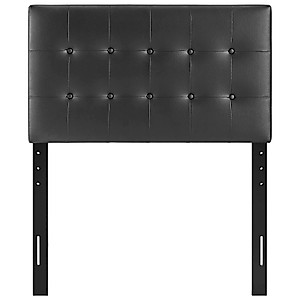 Modway Emily Tufted Button Faux Leather Upholstered Twin Headboard in Black