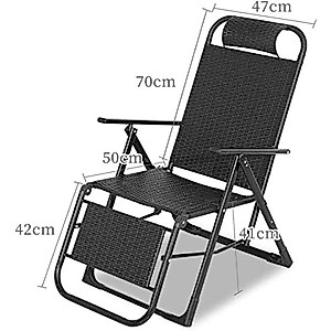 NOALED Recliners Office Chair, Sun Lounger Recliner Wicker Chair Folding Rattan Recliner Office Chair Balcony Lazy Rocking Chair Outdoor Portable Chair