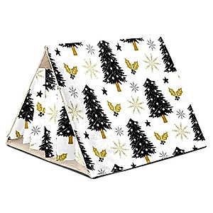 enheng Small Pet Hideout Christmas Tree Snowflakes Pattern Hamster House Guinea Pig Playhouse for Dwarf Rabbits Hedgehogs Chinchillas