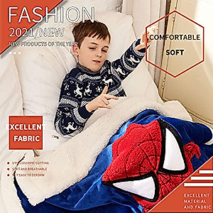 COSUSKET Marvel Kids Spiderman Throw Blanket, Signed Jointly 3D Cartoon Embroidery Sherpa Blanket Boys Gifts