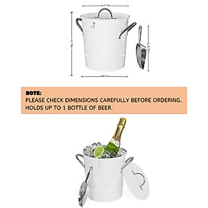 LF Likefair Double Wall Ice Bucket with Lid and Spade,4.2Quart/4Liter Galvanized Ice Buckets for Beer,Ice,Wine,Champagne,Parties,Outdoor,Picnic,Bar (Cream White)