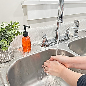 Cornucopia Brands 4oz Clear Glass Pump Bottles (4 Pack); Refillable Glass Containers w/Black Plastic Soap/Lotion Pump Dispensers