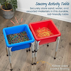 ECR4Kids 2-Station Sand and Water Adjustable Play Table, Sensory Bins, Blue/Red