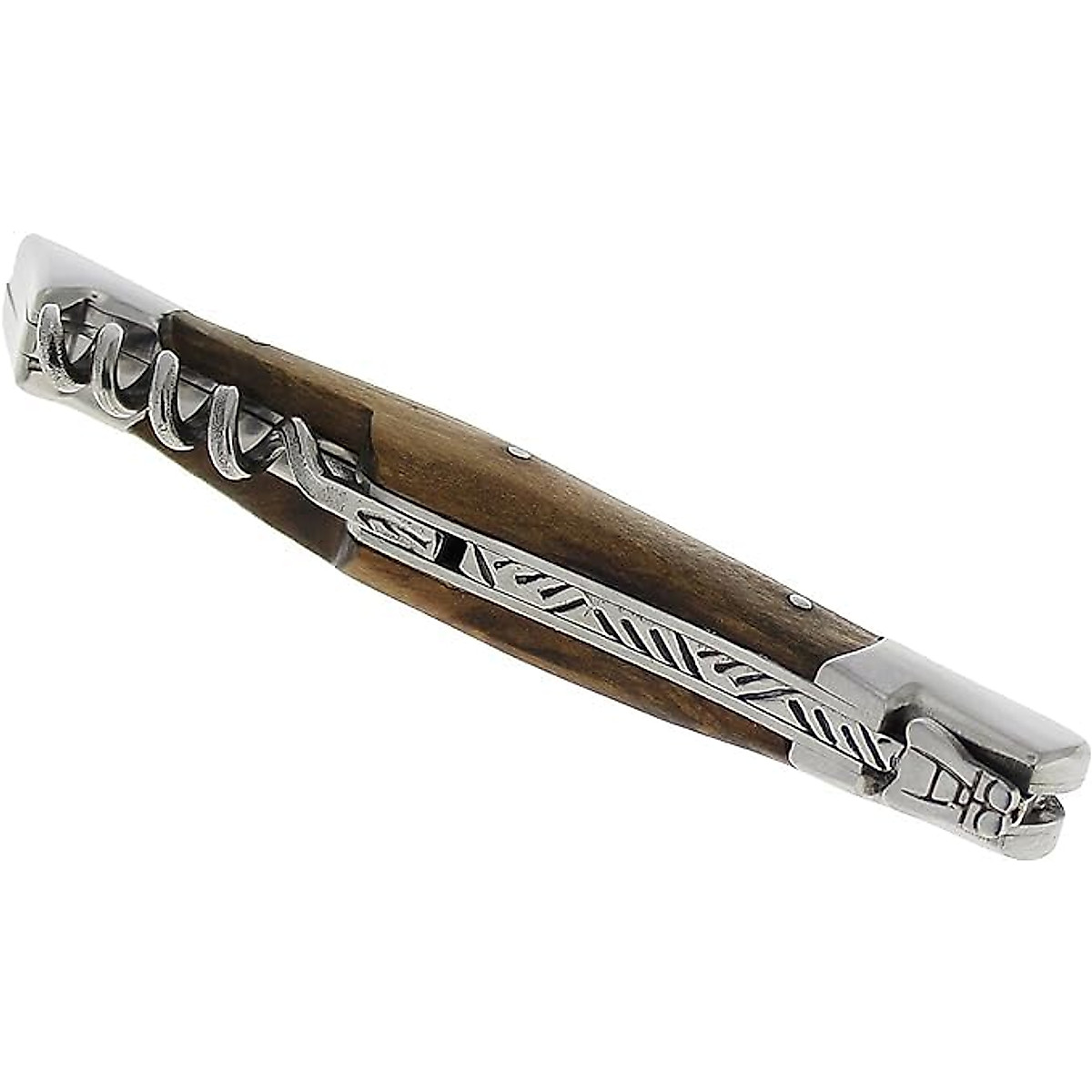 French Home LG052 Connoisseur Pocket Knife with Cork Screw and Olive Wood handle, Wood Grain