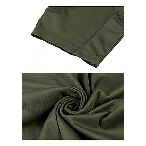 CRYSULLY Men Summer Pullover Tactical T-Shirts for Men Short Sleeve Military Polo Shirt Outdoor Combat Shirt Army Green