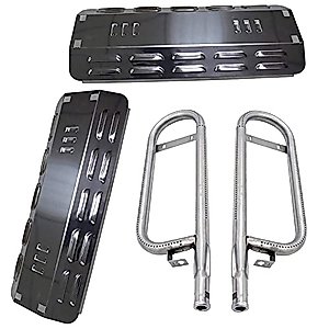 Criditpid Grill Replacement Parts for Master Forge MFA350CNP, MFA350BNP, Porcelain Steel Heat Plate Shield Burner Cover, Stainless Burner Tube Replacement for Dyna-Glo DGP350NP, 101-03005.