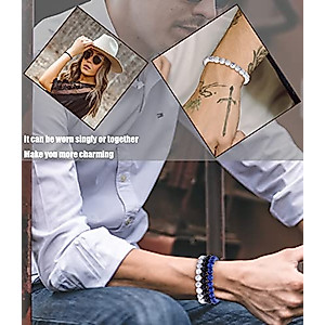 BOMAIL 3PCS Semi-Precious Gemstone Bracelet - Healing Crystal Stone Beaded Bracelets for Women Men 8mm Round Beaded Stretch Bracelets Unisex Stress Relief Yoga Bracelets Gifts