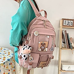 SHIDAI Kawaii Girl Backpack Cute Backpack Cute Aesthetic Backpack for School (Pink,ONE SIZE) (DRF-1287)