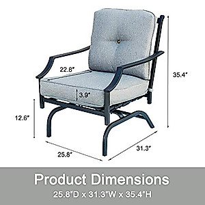 Patio Festival Rocking Patio Chairs Outdoor Metal Furniture Motion Spring Patio Chair Black Metal Dining Bistro Set with Padded Cushion for Porch Garden Balcony