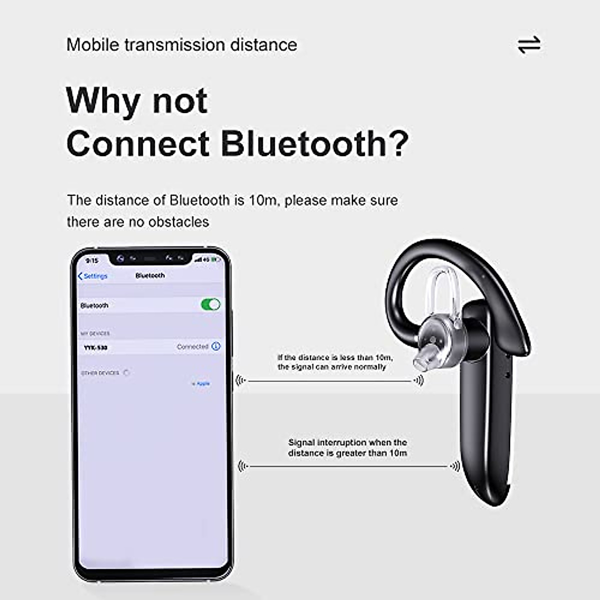 Bluetooth Headset for Cell Phone, Wireless Bluetooth 5.1 Earpiece Single-Ear Headset Hands-Free Earphones,in Mic with Charging Case, for Office Driving Calling Compatible Android/iPhone.