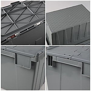 Oymlclivisa 15 Gallon Commercial Flip Top Tote Storage Container, Industrial Plastic Storage Totes, Gray, 4 Packs