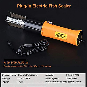 Speder Fish Scaler Corded Electric Fish Scale Remover Scraper Cleaner Kit with Waterproof Powerful Motor and AC Power Adapter for Fish Scaling
