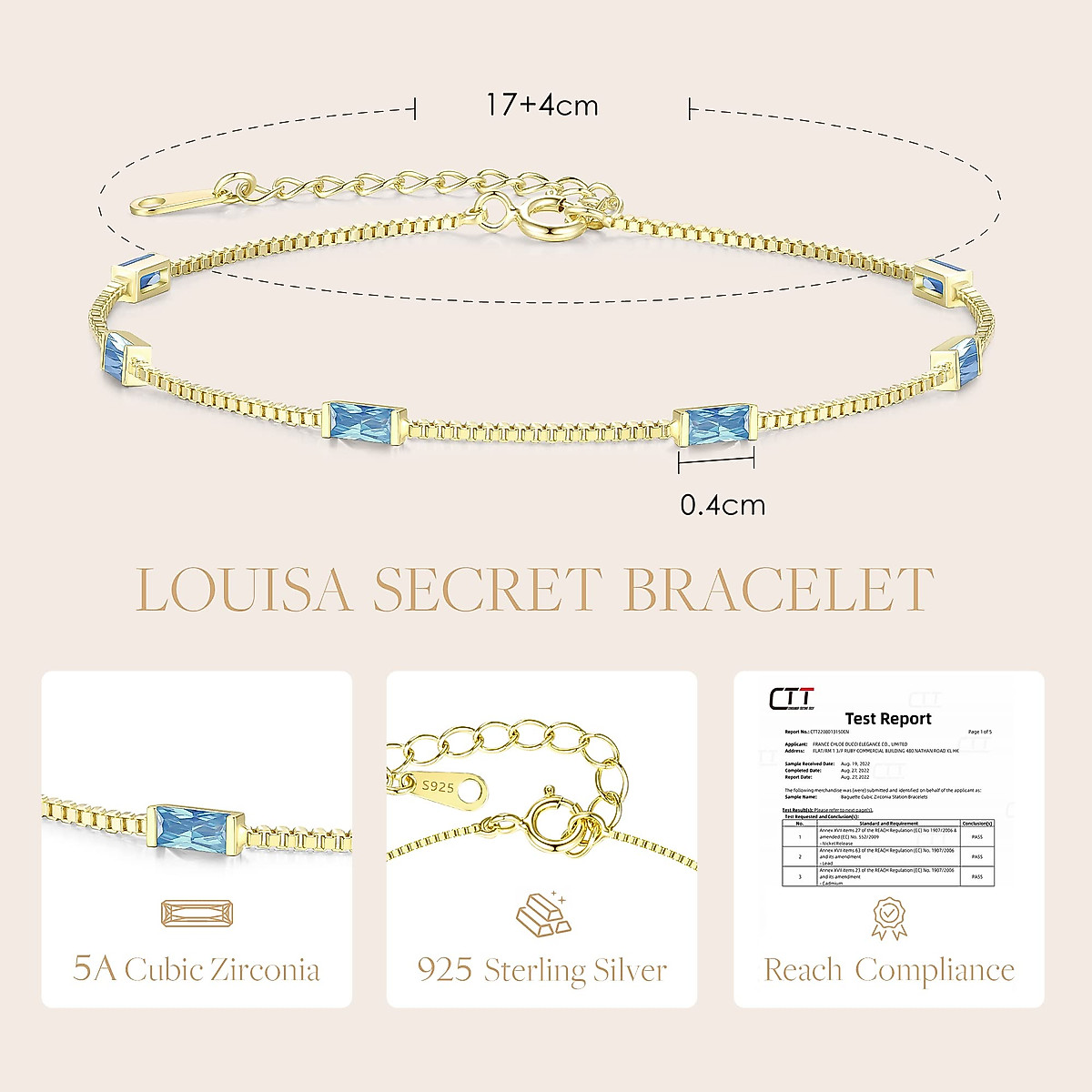 LOUISA SECRET Birthstone Bracelets for Women, 925 Sterling Silver Dainty Simple Women Charm Link Bracelet, Birthday Anniversary Jewelry Gifts for Women Wife Mom Her