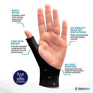 Dropsky Waterproof Wrist Thumb Support With Gel Pad, Thumb Brace for Arthritis Pain and Support-Thumb Wrist Brace, Arthritis & Carpal Tunnel - Left and Right Hand- Lightweight,Therapy Rubber-Latex, 4