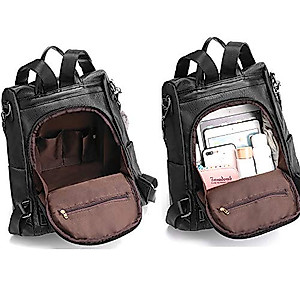 YOUNNE Women Backpack Purses PU Leather Anti-theft Rucksack Waterproof Daypack Casual Shoulder Satchel Bag (Brown)