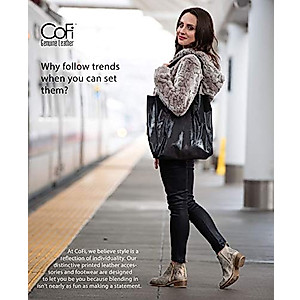 CoFi Shoulder Bags - Genuine Handmade Full Grain Leather Erin Tote (Purse), Unique Platinum Pattern