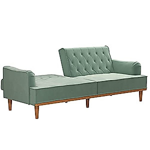 Mr. Kate Stella Vintage Convertible Sofa Bed Futon, Teal Velvet