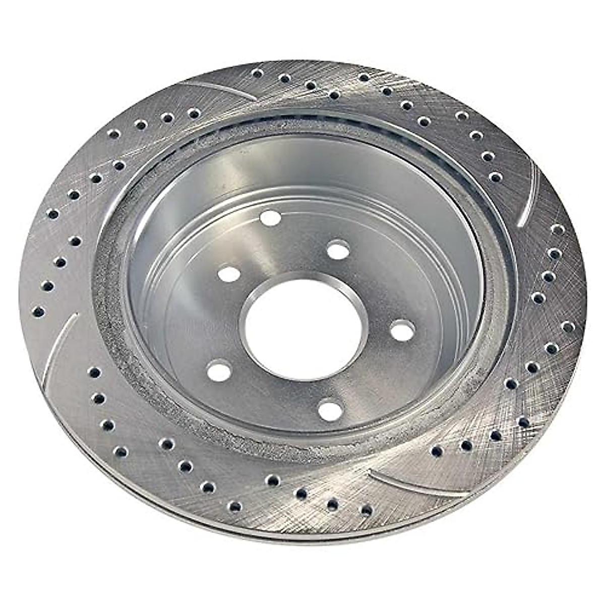 2pcs Disc Brake Rotor Set Rear Side Silver Zinc Plated Performance Drilled and Slotted PR41350DSZPR