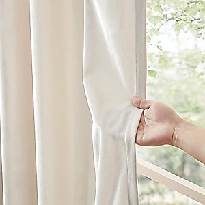PRIMROSE Cream Curtains 96 inch for Living Room Velvet Blackout Rod Pocket Window Drapes Treatment Semi Room Darkening Ivory Decor Curtains for Bedroom Set of 2 Panels