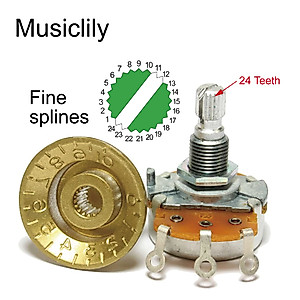 Musiclily Pro Inch Size Jazz Bass Knobs Set for USA CTS Pots Fender JB Style Bass, Black (Set of 3)