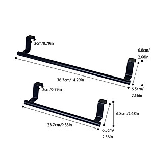2-PCS Over Cabinet Towel Bar - Convenient Durable Electroplated Stainless Steel Kitchen Towel Rack for Cabinet Doors, 14.29" + 9.33" Black Set