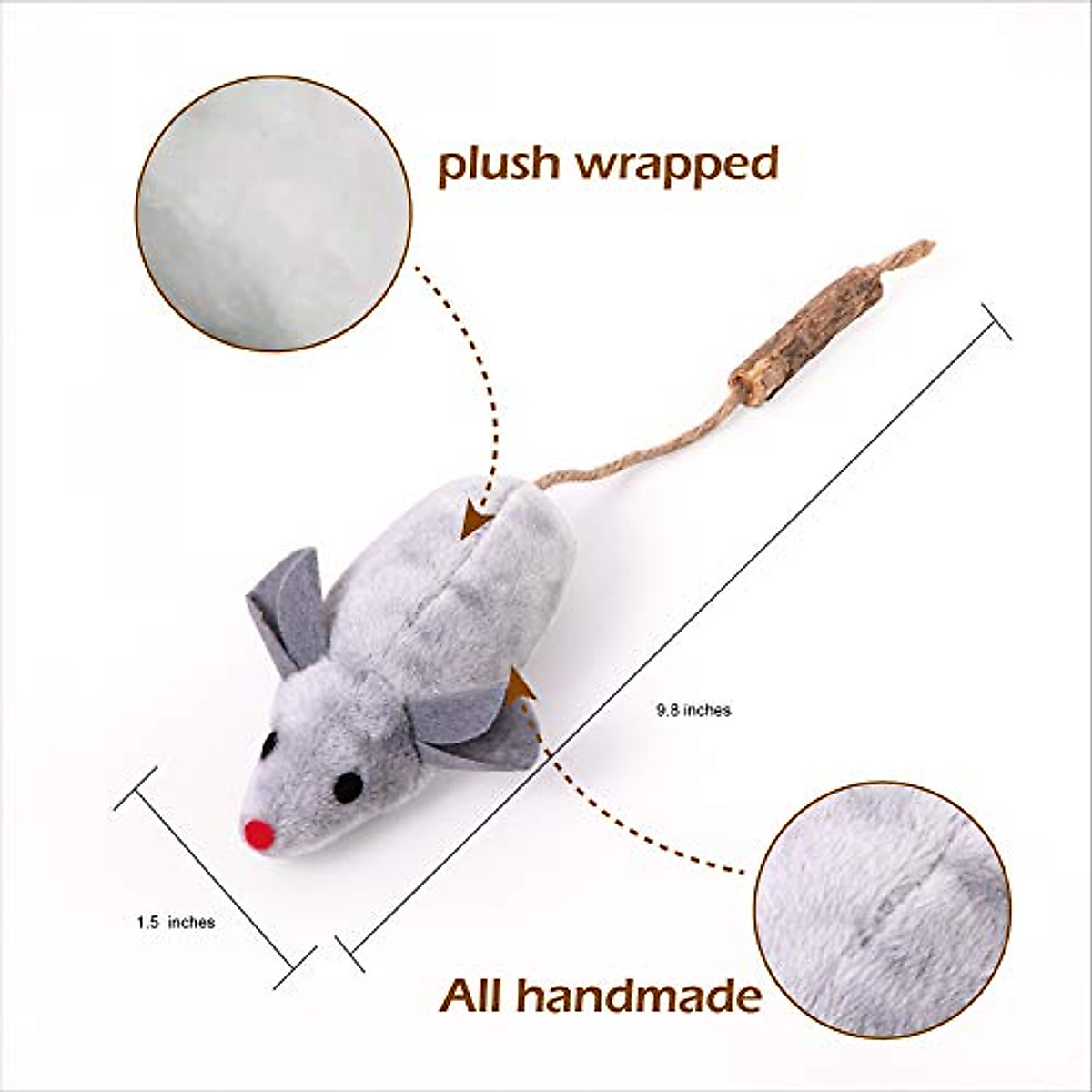 PEEKAB 5Pcs Catnip Toy Oirganic Silvervine Toys Plush Cat Chew Interactive Toys Cat Mice & Animals Toys for Indoor Cats and Kittens Over 6 Months Old (Multicolor 5Pcs Mice)