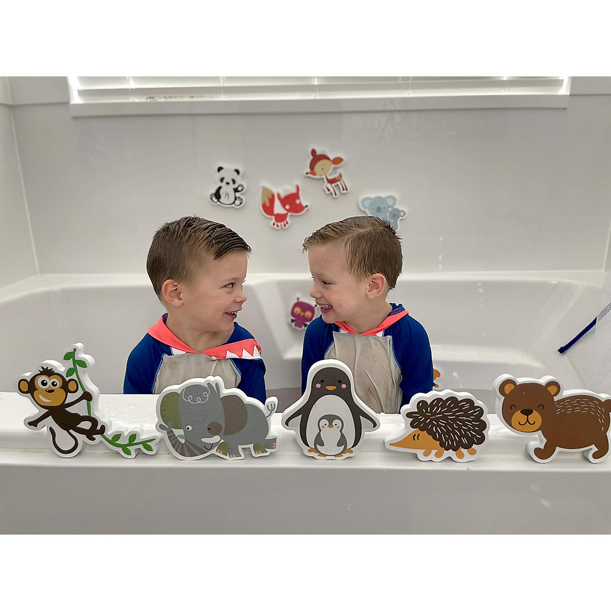 3 Bees & Me Animal Bath Toys for Boys and Girls – Fun Foam Animals with Bath Toy Storage Bag – 18 Piece Kids Bath Set for Toddlers and Kids