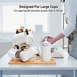 YOFRI Coffee Mug Holder Stand, Wood Mug Tree Holder, Drying Home Storage Rack, Multipurpose Display Stand, Countertop Coffee Cup Stand with 6 Hooks, Coffee Counter, Bar Accessory & Kitchen Organizer