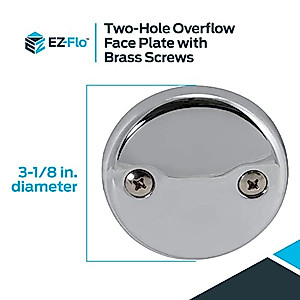 EZ-FLO Two-Hole Bathtub Overflow Face Plate with Brass Screws, Chrome, 35245