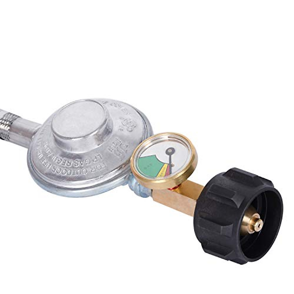 GasSaf 6FT Propane Hose Regulator with Gauge,QCC1 Connection for Most LP Gas Grill, Heater and Fire Pit Table,3/8" Female Flare Nut