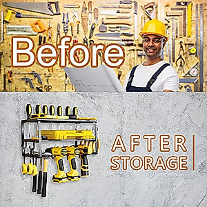 irongod Power Tool Organizer,Garage Organization and Storage,Drill Holder Wall Mount,Utility Rack for Cordless Drill, 3 Layers Heavy Duty Metal Tool Shelf