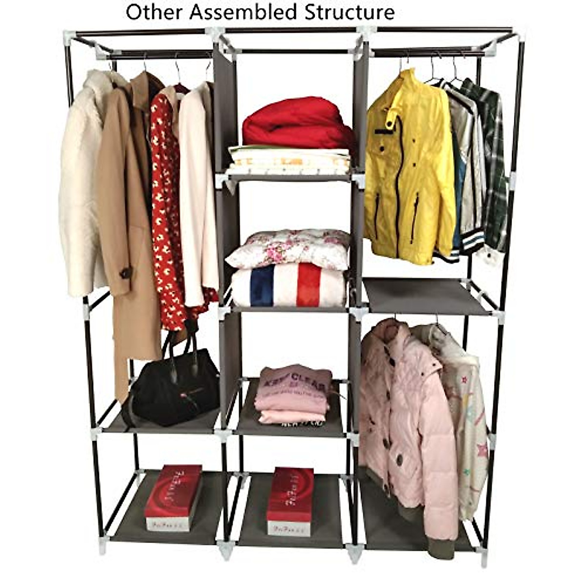YOUUD Wardrobe Storage Closet Clothes Portable Wardrobe Storage Closet Portable Closet Organizer Portable Closets Wardrobe Closet Organizer Shelf Wardrobe Clothes Organizer Standing Closet Gray…