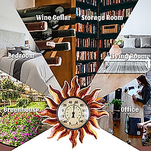 MUMTOP Outdoor Thermometers for Patio, Indoor Outdoor Thermometer,Sun Wall Thermometer Wireless Hygrometer, No Battery Needed Patio Hanging Decor