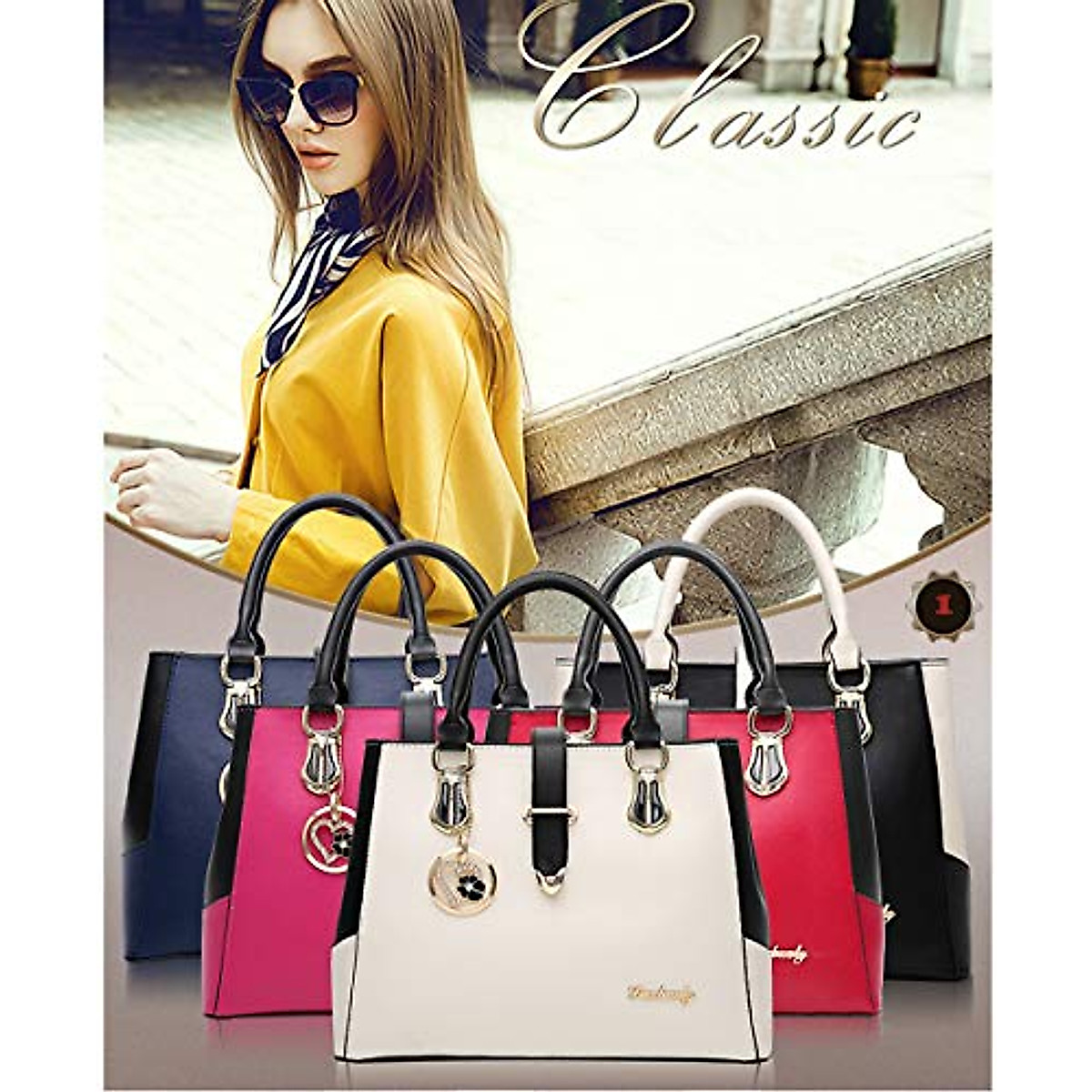 Segater® Women Handbags Work Shoulder Bag Ladies Tote PU Leather Hobo Satchel with Heart Pendant