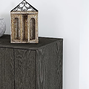 Galano 12 Pair Lucca 2 Door Shoe Storage Cabinet with Doors - Shoe Storage Entryway - Shoe Rack Shelf - Wood Organizer - Adjustable Shelves - Dark Grey Oak