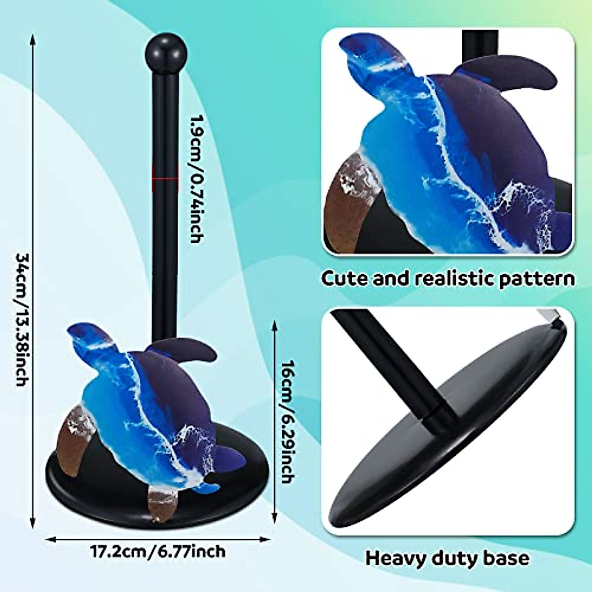 Turtle Paper Towel Holder Metal Kitchen Countertop Paper Towel Holder Oil Absorbing Paper Towel Holder Coastal Sea Turtle Towel Holder Nautical Ocean Paper Towel Stand Blue Beach House Decor