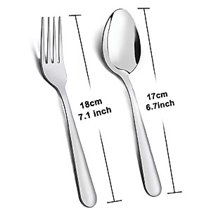 Unokit 48-piece Forks and Spoons Set, Stainless Steel Silverware Set, Mirror Polished, Spoons and Forks Set for Restaurants/Hotels/Canteens/Cafeteria, Dishwasher Safe