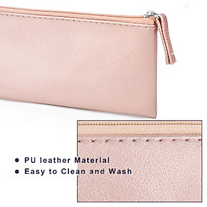 SumDirect PU Leather Cosmetic Pencil Bags - Small Soft Makeup Pouch with Zipper, Pencil Pouch Case Simple Comestic Organizer