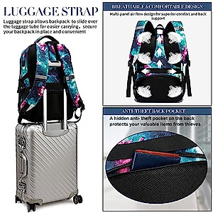 Backpack for College Large Bookbag Travel Business with USB Charging Port, Travel Laptop Backpack Work Bag, Anti Theft Durable Water Resistant Computer Bag Fit Laptop Up to 17.3 Inch, Galaxy - Green