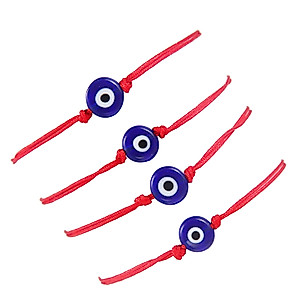 Evil Eye Lucky Bracelets Set Colorful Evil Eye Beaded Adjustable Braided Red String Turkish Amulet Good Lcuk Jewelry for Women Men-Set