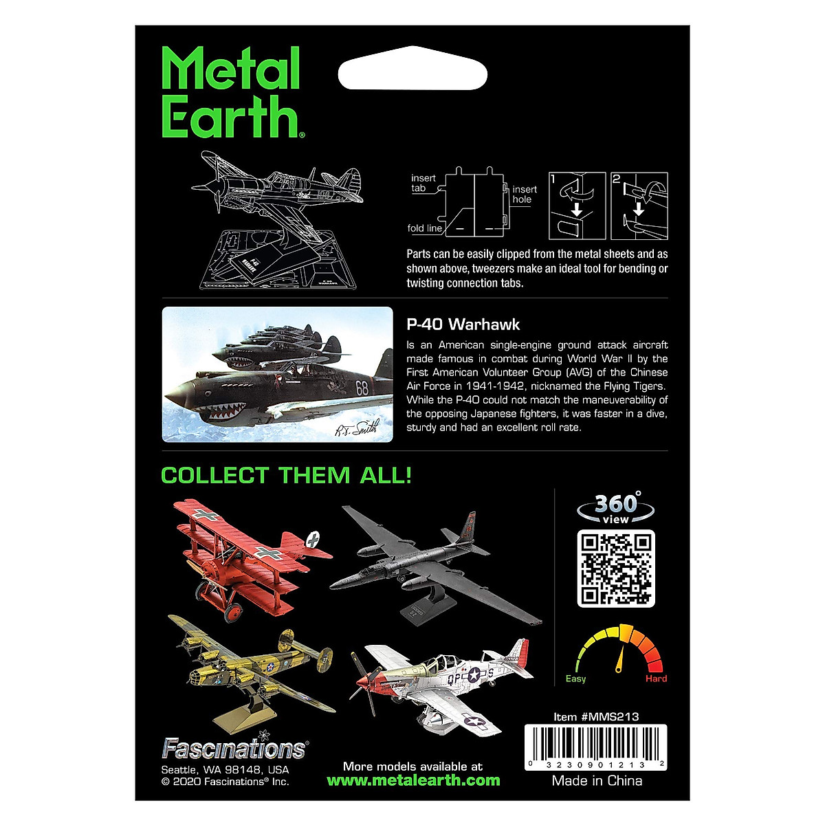 Metal Earth The Curtiss P-40 Warhawk Aircraft 3D Metal Model Kit Fascinations
