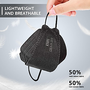 HIWUP KN95 Face Masks 50 Pack, Breathable Comfortable and Disposable KN95 Mask, Black