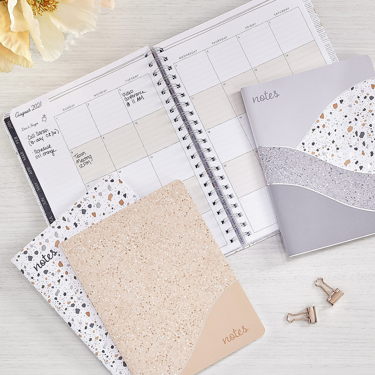 Southworth Premium Journal Set (3pk), 6.5” x 8.5”, Blue Terrazzo Theme (3 Coordinating Designs), Premium 28lb/105gsm Paper, Flex Journals, 32 Ruled Sheets/64 Pages Per Journal (91925)